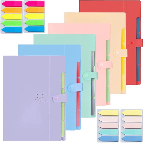 Pak van 6 A4 uitbreidbare mapjes, A4 documentenmap organizer, map ...