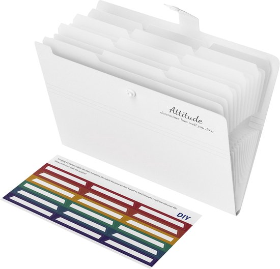 A4 documentenmap, map met 12 vakken, A4 uitvouwbare map met labels ...