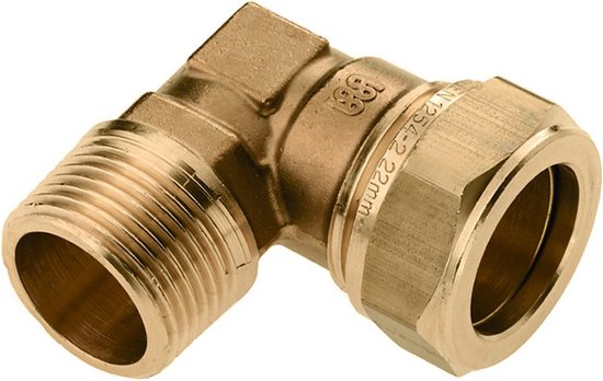 Bonfix knelkoppeling - knie - buitendraad - 3/4 x 22mm - Messing | bol