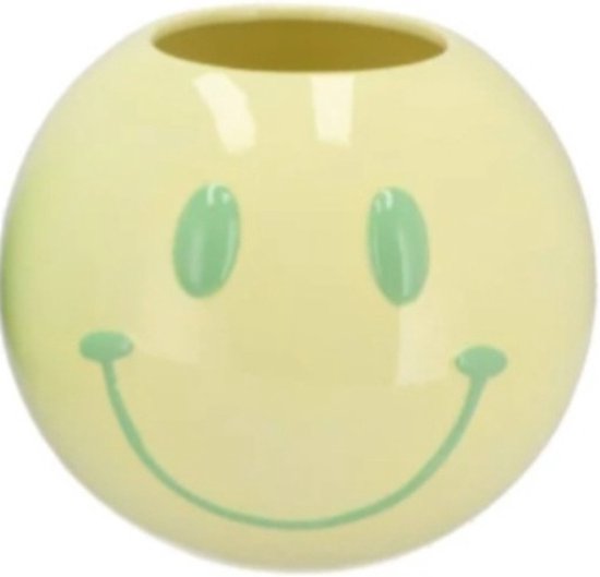 SMILEY FACE POT pastel green/yellow | bol