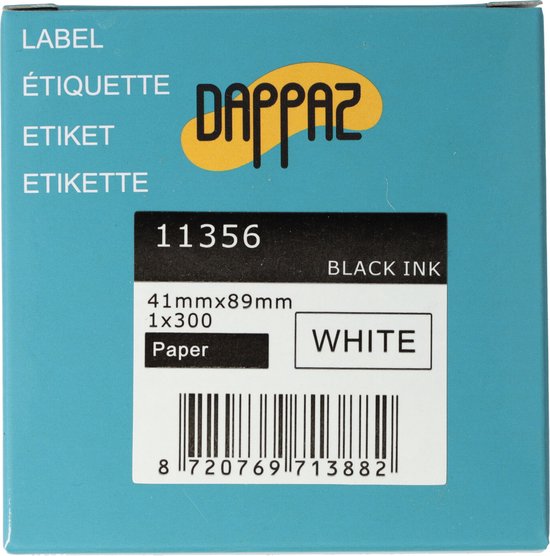 Dappaz - 2 stuks Dymo Labels Wit 11356 Compatible - 41 x 89 mm - 300 ...