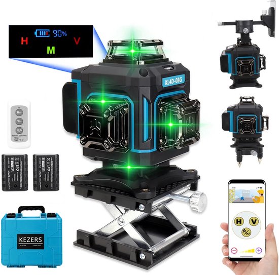 Kezers Kruislaser groen - Kruislaser met hefplatform - 4D - Lijnlaser ...