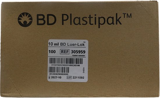 BD Plastipak luer-lock injectiespuit 10ml (300912)- 3 x 100 stuks voordeelverpakking | bol