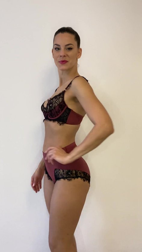 LingaDore Taille Slip - 6820B-1 - Black/ruby - L | bol