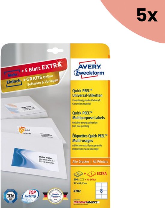 2x Etiket Avery ILK 97x67 - 7mm 25 vel + 5 vel extra 8 etiketten per ...