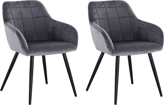 Set van 2 Eetkamerstoelen - Fauteuils - Fluwelen stoelen - Comfortabel en ergonomisch... | bol