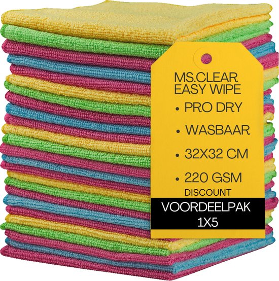 Ms.Clear EasyWipe - Microvezeldoekjes - Set van 1x5 Schoonmaakdoekjes ...