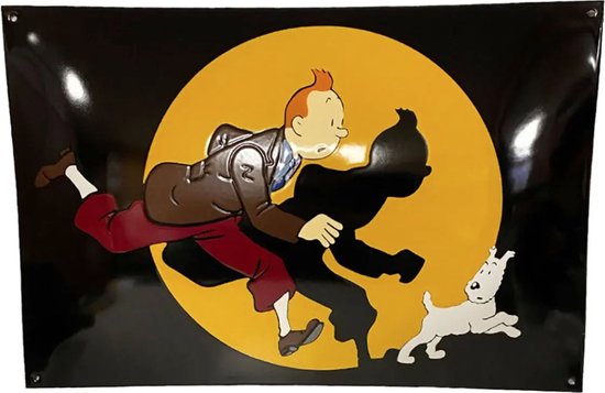 TinTin and Bobbie Black Enamel Sign - 60 x 40cm | bol