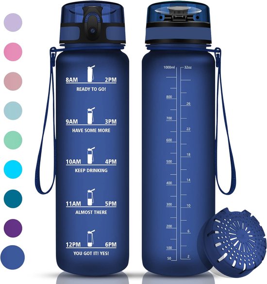 Waterfles, sportfles, 1 liter, BPA-vrij, waterdicht en herbruikbaar ...