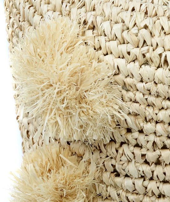 De Raffia Pom Pom Stoel - Naturel | bol