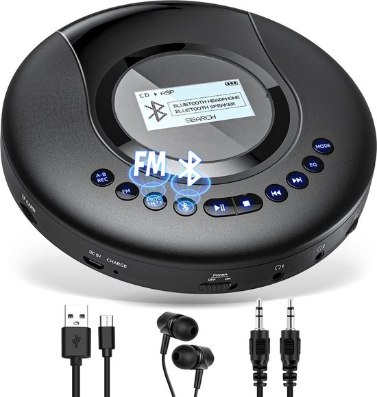 Discman - CD speler - Anti shock - Oplaadbaar - Bluetooth - Inclusief ...