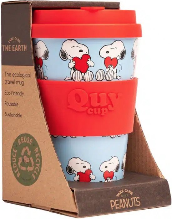 Quy Cup 400ml Ecologische Reis Beker - Peanuts Snoopy "Love" - BPA Vrij ...