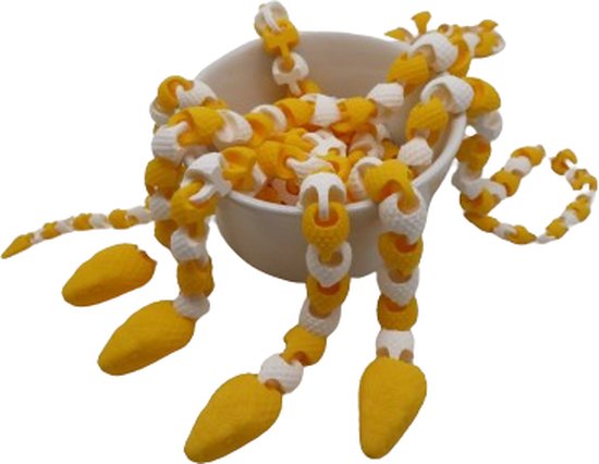 Fidget Toy Slang Geel Wit | Vera's Arts & Dice | 3D Print | Handgemaakt ...