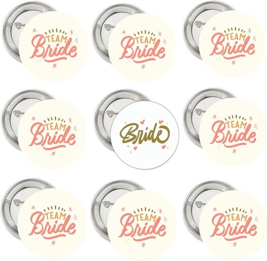 9 vrijgezellenfeest buttons Bride en Team Bride retro - bride to be ...