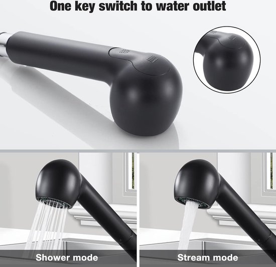 Keukenkraan, uittrekbaar, zwart, 360 graden draaibare waterkraan keuken, armatuur... | bol