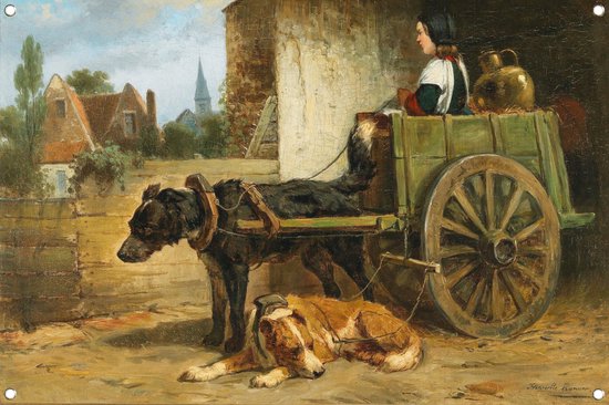 De kleine wagen - Henriëtte Ronner-Knip poster - Honden tuinposter ...