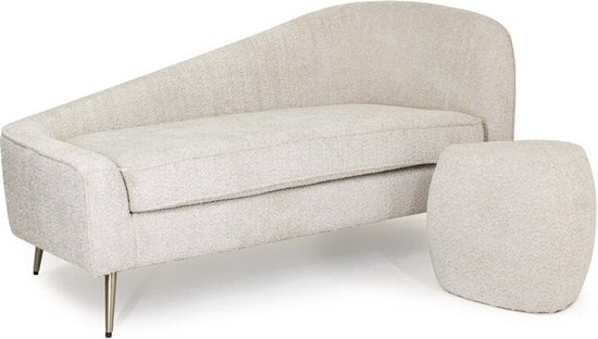 Vtw Living Bankstel - Teddy stof sofa bankje - Zandkleur - 155x78x80 cm ...