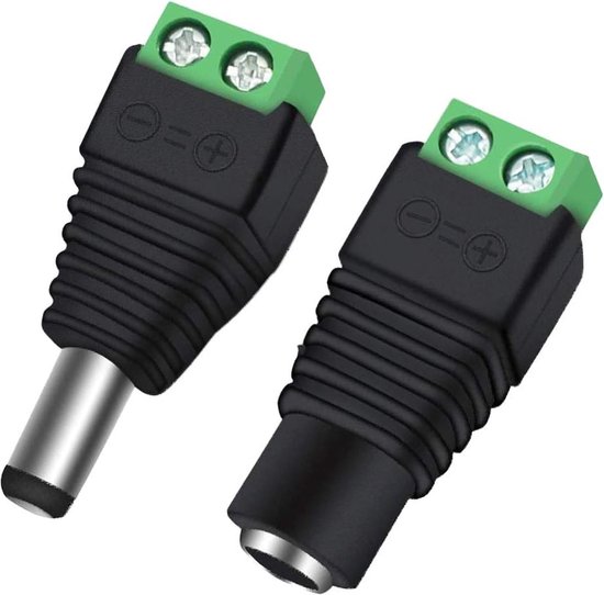 DC Voeding Connector set - 2.1x5.5mm - Schroefbaar - Male + Female | bol