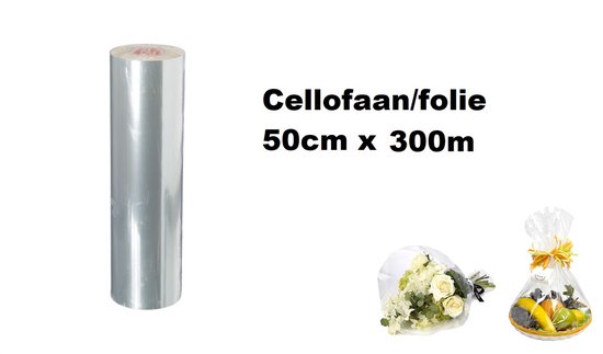 Rol cellofaan/folie transparant 50cm x 300meter - fruitmand - bloemen ...