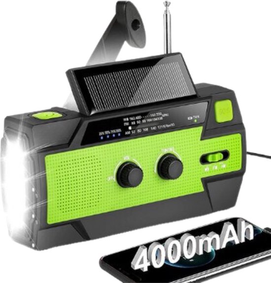 Noodradio - Solar Opwindbaar 4.000mAh - MODEL 2024 - Solar powerbank ...