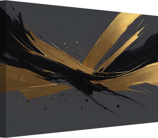 Zwart en goud minimalisme met grijze achtergrond schilderijen ...