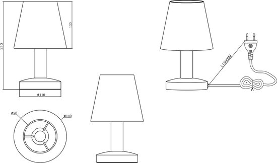 LED Tafellamp - Torna Masti - E14 Fitting - 1 lichtpunt - Mat Nikkel ...