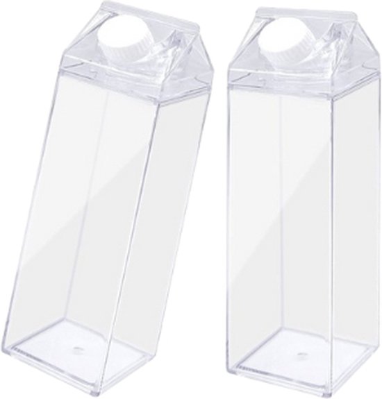 Melkpak Waterfles MILKY - Transaparant - 500 ml - 1 Stuk - Water ...