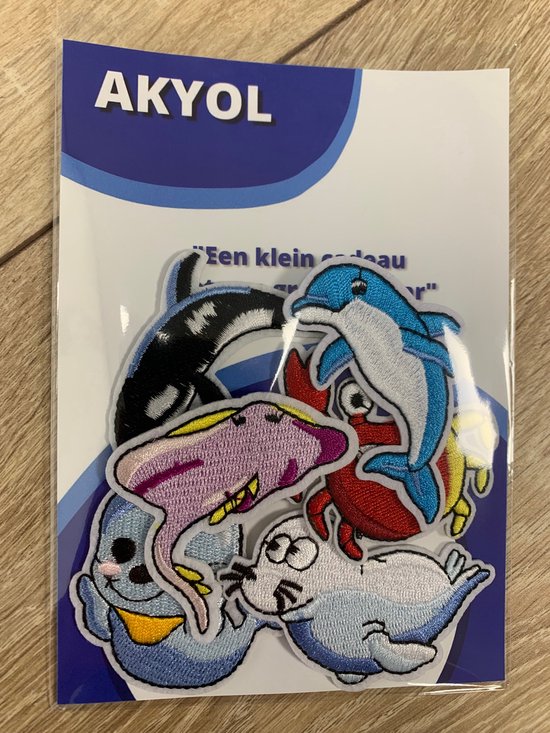 Zeedieren Strijk Embleem - Set van 6 - Zeehond - Krab - Orka - Rog ...