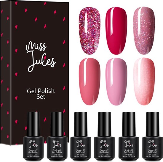 Miss Jules - 6-Delige Gellak Starterspakket - Nagellak - Kleur Roze ...