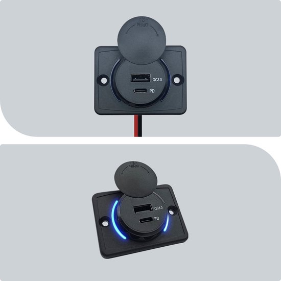 12V USB C Autolader 2 Poorten Opbouw - QC3.0 - QT037-3 - USB ...