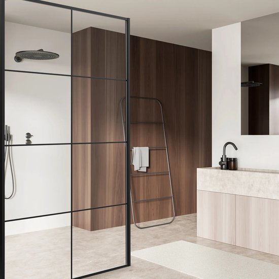 Design Inloopdouche - Douchwand Mat Zwart Aluminium Raster - Nano ...