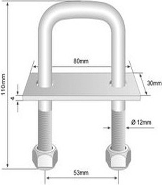 U-beugel met stropplaat - M12 - 110mm | bol