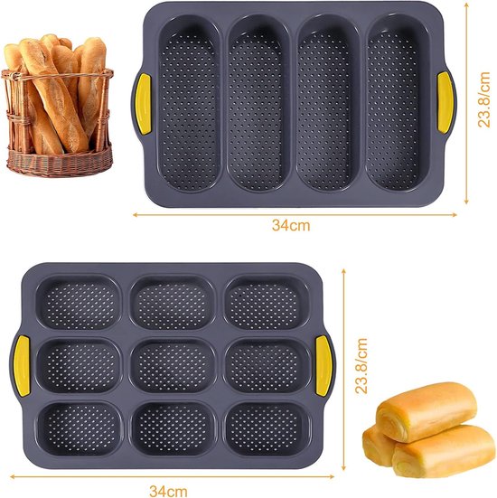 Siliconen broodbakvorm, 2 stuks stokbrood bakvorm, mini stokbrood bakplaat, 4... | bol
