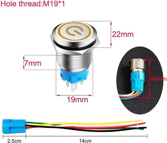 0.75 inch/19mm Roestvrijstalen Vergrendelende Drukknop 12V-24V 5A ...