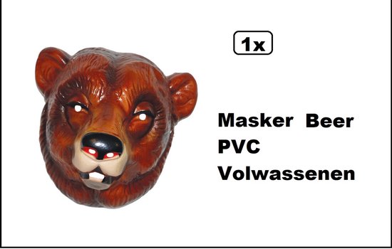 Masker Beer volwassenen - PVC - Dier Thema feest verjaardag bear ...