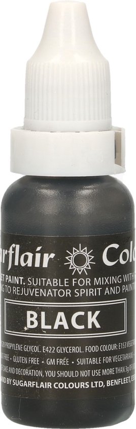 Sugarflair Edible Droplet Paint - Zwart - 14ml - Voedingskleurstof | bol