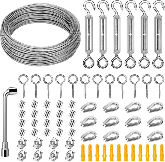 Staaldraadlatwerkset 35M/2mm staaldraad RVS set voor klimplanten ...
