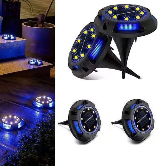 CNL Sight®LED Solar Grondspot(4 stuks) - Warm wit en Blauw licht- Grond ...
