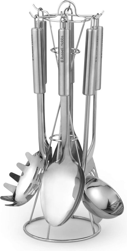 Kitchen Utensil Set & Holder, 6 Piece Includes Ladle, Spaghetti Spoon ...