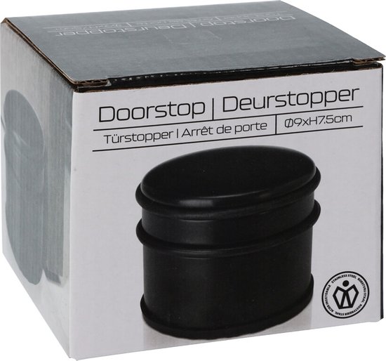 H&S Collection Deurstopper - rond - RVS - mat zwart - 10 x 10 x 9 cm ...