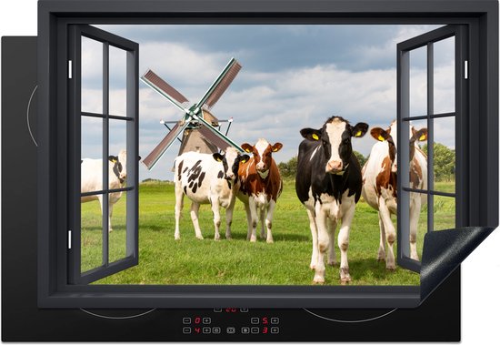 KitchenYeah® Inductie beschermer 74x48 cm - Doorkijk - Koe - Molen ...