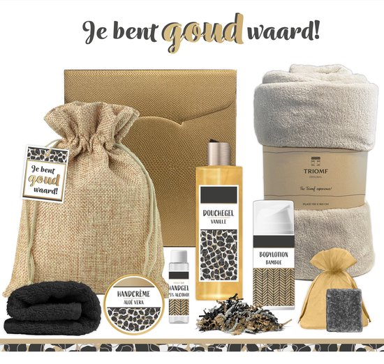 Geschenkset “Je bent goud waard!” - 8 producten - 1070 gram | Luxe Cadeaubox voor haar... | bol