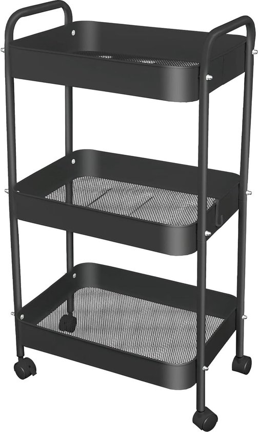 3-laags Opbergtrolley met Handgrepen voor Keuken en Badkamer - Mobiele ...