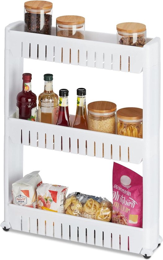 Keukentrolley 3 etages smal opbergrek keuken & badkamer kunststof HBD ...