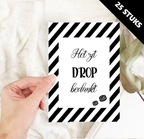 Kaarten gestreept bedankt het zit drop 25 stuks A6 | afscheid werk pensioen | enkele... | bol