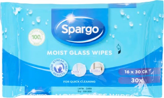 Spargo vochtige glasdoekjes 30 stuks - ramen, spiegels en glazen | bol
