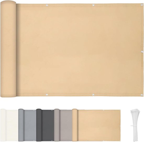 Balkonscherm, inkijkbescherming 90 x 600 cm, PES balkonbekleding ...