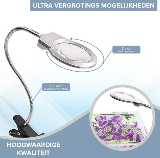 Diamond Painting Accessoire - Vergrootglas met Led lamp - Verstelbaar ...