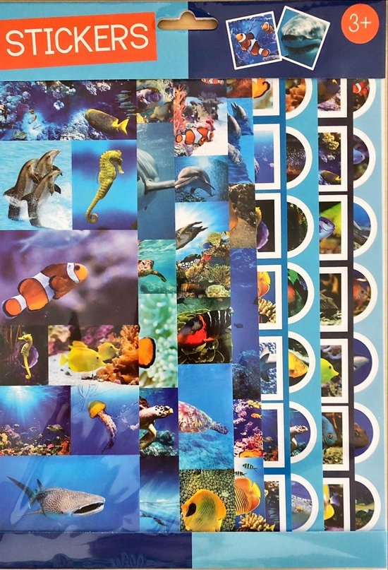 Stickers van zeedieren, o.a. vissen, dolfijnen, haaien | bol