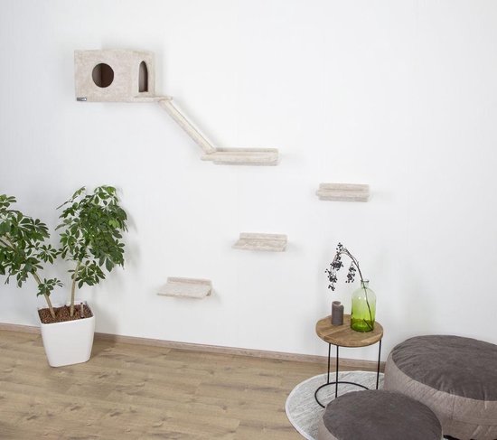 Katten klimmuur L "6 stuks" Beige - klimmuur kat - katten klim wand ...
